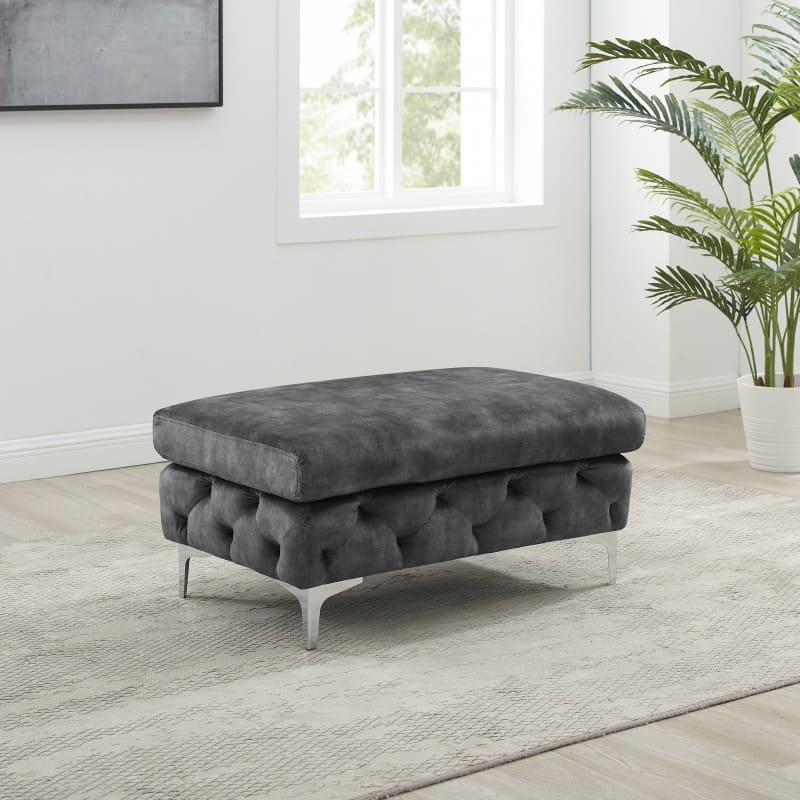 Taburet Modern Barock tmavosivý zamat » iKuchyne iSHOP s nábytkom